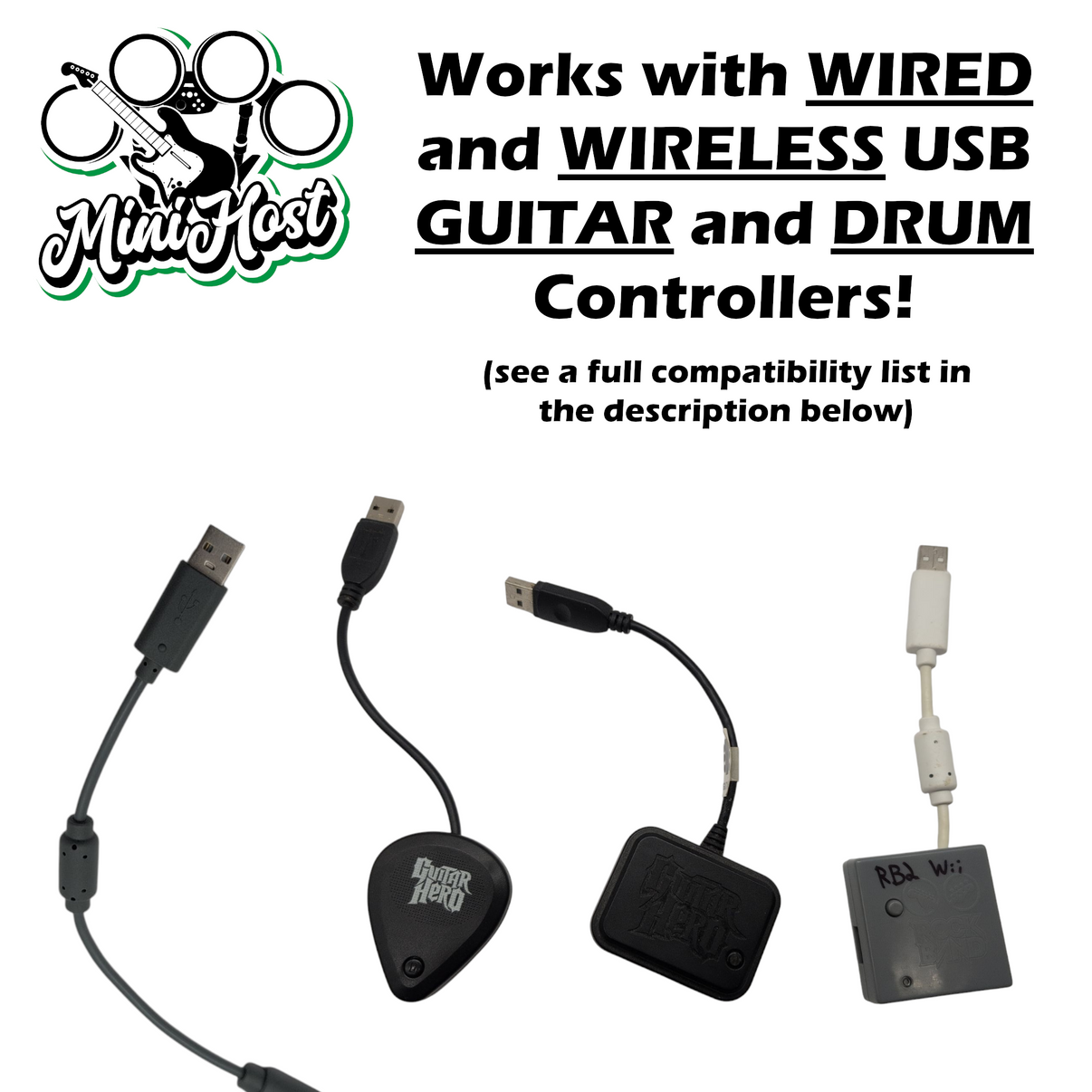MiniHost - USB Adapter for Clone Hero, YARG, Guitar Hero, Rock Band, a ...