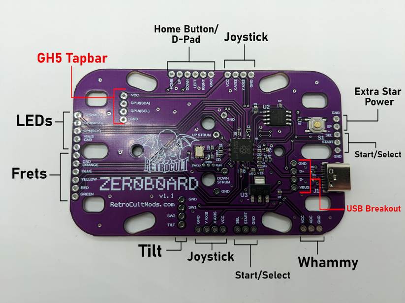 ZeroBoard - RP2040 Integrated Strumboard for Guitar Hero Controllers b – RetroCultMods.com